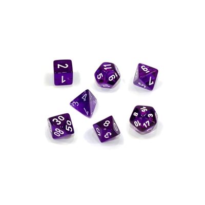 Dice: 7 pc: Translucent : Mini-Hedral: Purple / White (EN)