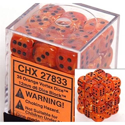 Dice: 36x D6: 12 mm: Vortex: Orange / Black (EN)