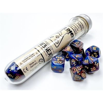 Dice: 7 pc: Lab Dice 6: Lustrous: Azurite / Gold - With Bonus Die (EN)