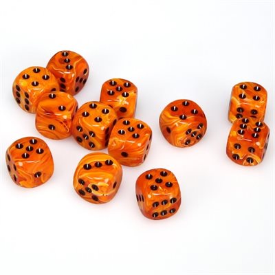 Dice: 12x D6: 16 mm: Vortex: Orange / Black (EN)