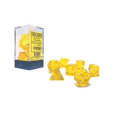 Dice: 7 pc: Translucent: Yellow / White (EN)